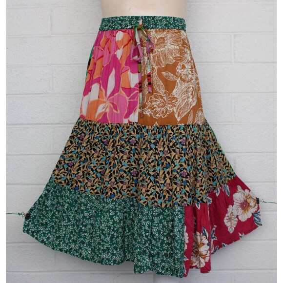 Sacred Threads | Skirts | Sacred Threads L Xl Colorful 3 Tier Button ...
